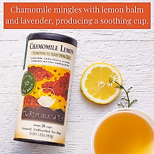 The Republic of Tea Chamomile Lemon Herbal Tea, 36 Tea Bag Tin