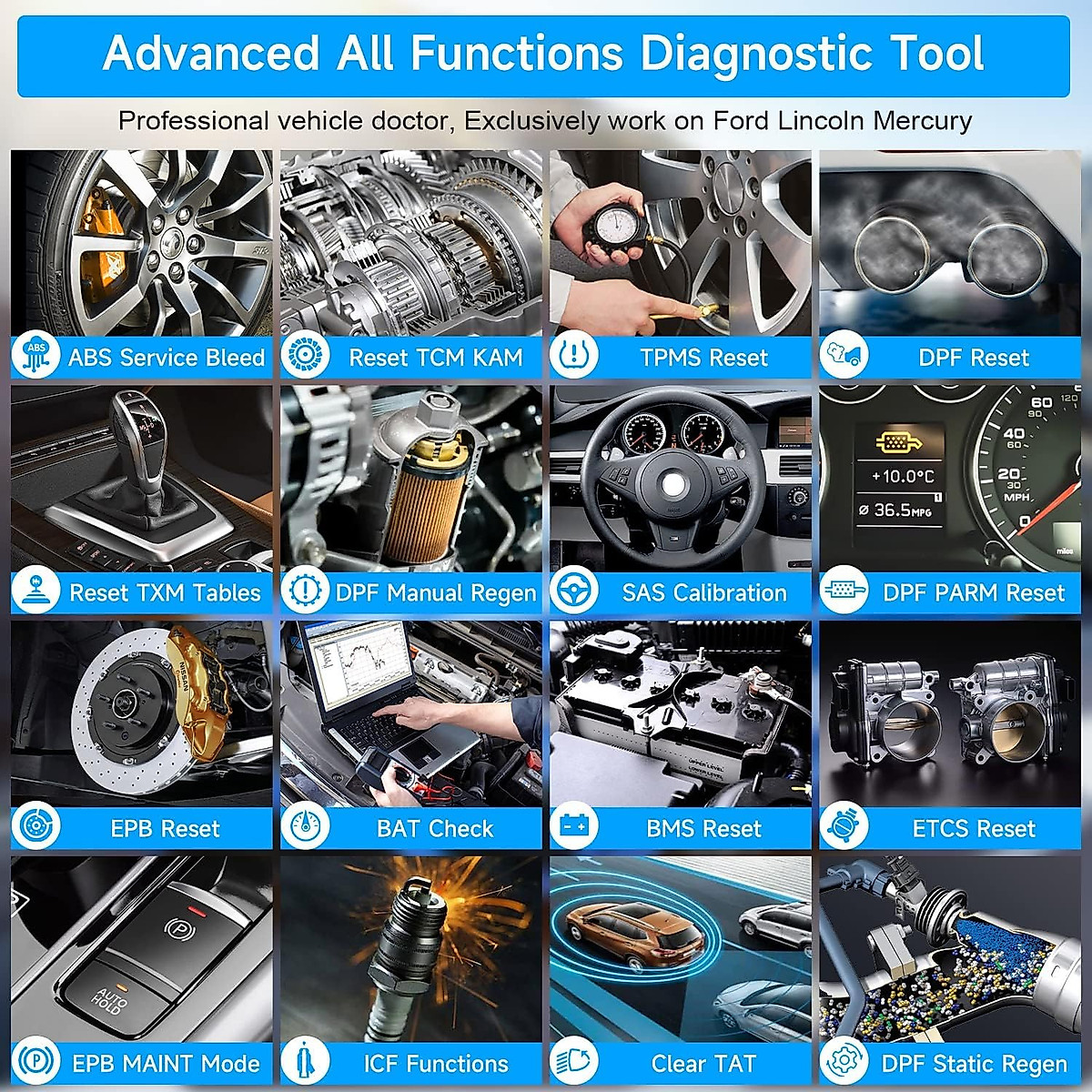 2024 Elite AUTOPHIX 7150 Full System Diagnostic Scan Tool Fit for Ford Lincoln Mercury All Function OBD2 Scanner with Engine ABS SRS SAS Oil EPB DPF TPMS Reset Code Reader Battery Registration Tool