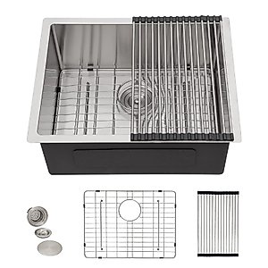 23 Bar Sink Undermount - Fulorni 23"x18" Undermount Bar Sink 16 Gauge Stainless Steel Kitchen Bar Prep RV Sink Single Bowl Basin