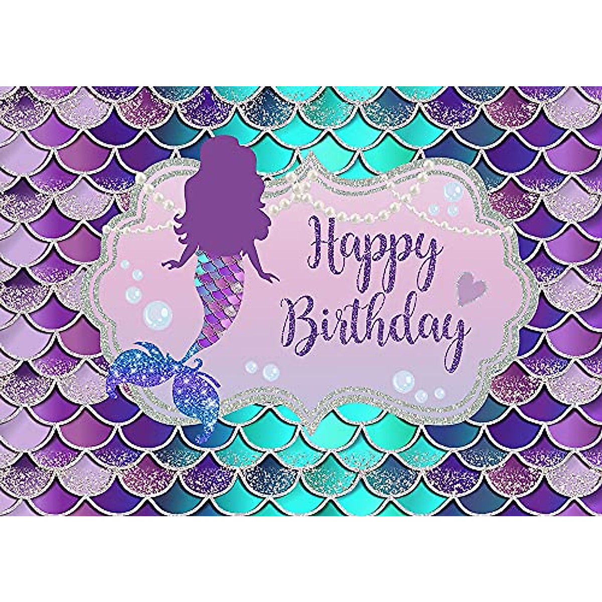 WR Mermaid Backdrop Under The Sea Blue Purple Mermaid Scales Birthday Photography Background for Girl Mermaid Princess Party Cake Table Decorations (7x5FT(Width 210cm x Height 150cm))