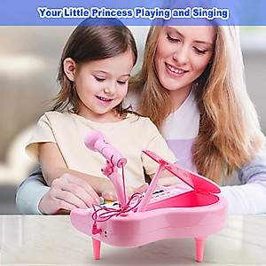 Litaonner Pink Piano Toys for 1+ Year Old Girls Gifts - 24 Keys Toddler Piano Keyboard Musical with Microphone, Kids Piano Toys for 2 Year Old Girls Birthday and Xmas Gift