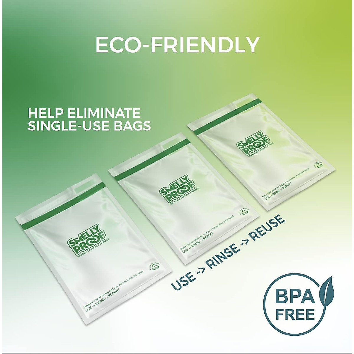 Smelly Proof Reusable Food Storage Bags, 15-Pack, Clear FLAT, 8.5x10