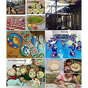 TimesFriend 100% Handwoven Flat Wicker Round Fruit Basket Woven Food Storage Weaved Shallow Tray Organizer Holder Bowl Decorative Rack Display Kids DIY Drawing Board (50cm/20,42cm/17,36cm/14,30cm/12)