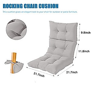 SEAHOME Patio High Back Chair Cushion, Chair Seat Pads with Non-Slip String Ties,All Weather Rocker Replacement Cushions for Indoor Outdoor Use, Patio Wicker Furniture Cushion (Grey)