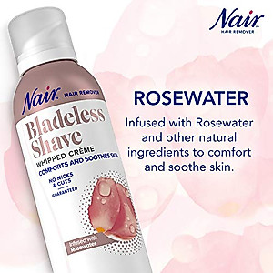 Nair Hair Remover Bladeless Shave Whipped Crème Infused with Rosewater, 5oz