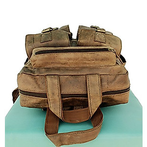 Art On Leather Genuine Leather Backpack For Women And Men - Buffalo Vintage Leather Backpack And Leather Laptop Backpack - Leather School Backpack With Laptop Sleeve And Vintage Leather Travel Bag