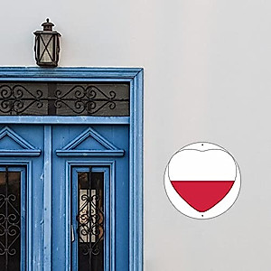 lutieger Hanging Metal Tin Sign Poland Wall Poster Metal Plaque Love Heart Shaped Flag House Dining Room Yard Man Cave Decor State Map Sailor Sailing Sign Gift 12x12in Round