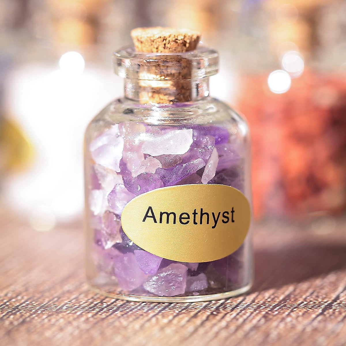 SUNYIK 9 Mini Gemstone Bottles Chip Crystal Healing Tumbled Gem Reiki Wicca Stones Set