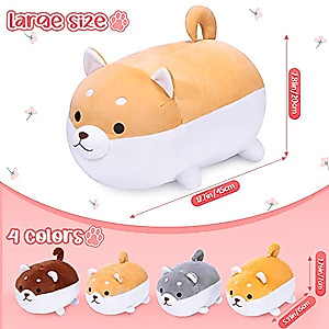 5 Pcs Stuffed Mommy Babies Dog Pillows 17.7 Inch Shiba Inu Plush Animals Toys with 5.9 Inch Small Corgi Dog Puppy Babies Plush Pillows 4 in 1 Kawaii Puppy with Babies Inside Toys Gift for Girls Boys