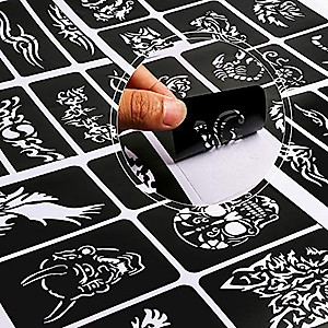 Konsait 123pcs Large Temporary Tattoos Stencils, 20 Sheets Boys and Man Glitter Tattoo Kit Templates Face Painting Stencil Body Art Stencil Pack for Adults Girls Women Kids Teenager Adultssigns