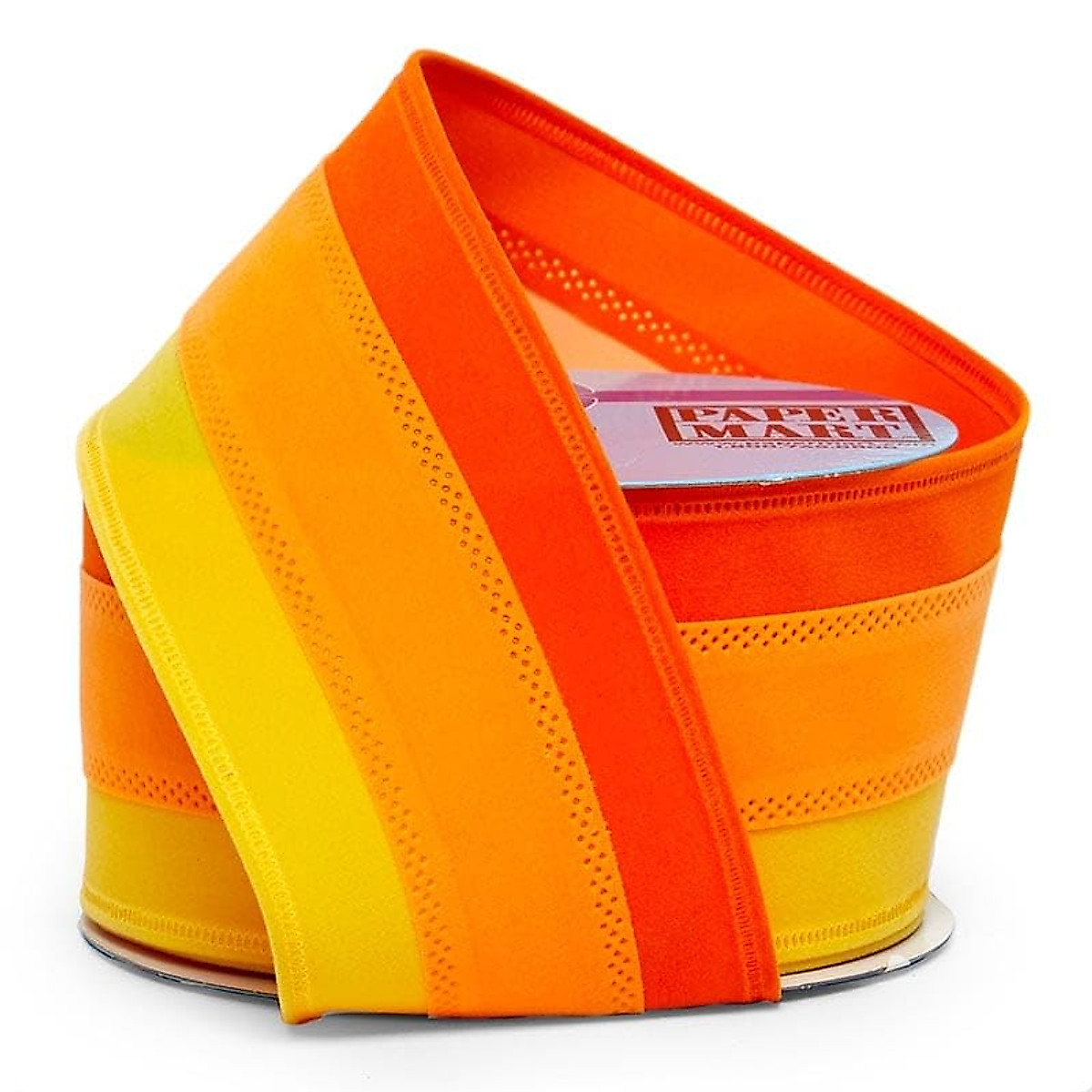 2 1/2" X 10 Yards Tri-Striped Velvet Wired Ribbon - Orange - Roll 1