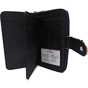 Women's Faux Leather ALL IN ONE WALLET RFID Clutch Ladies ib671x (Blue Floral)