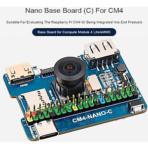 Nano Base Board (C) for Compute Module 4, Same Size as CM4, with Multiple Peripheral Interfaces Onboard 8MP Camera Module with 160°FOV