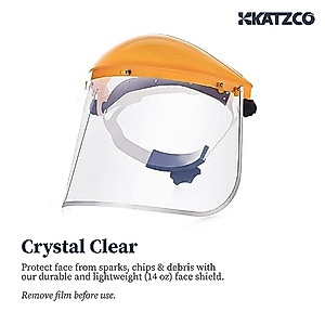 Katzco Clear Full Face Shield Visor Mask – Face And Head Coverage- Ideal For Automotive, Construction, General Manufacturing, Mining, Oil/Gas Uses