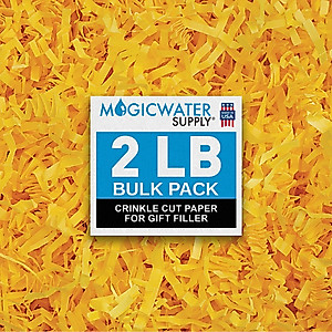 MagicWater Supply Crinkle Cut Paper Shred Filler (2 LB) for Gift Wrapping & Basket Filling - Yellow