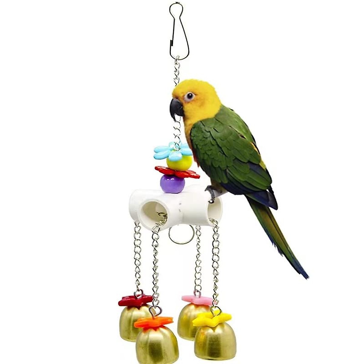 Fejapa Bird Swing Bells Toy with Bell Chewing Hanging Ring Toy Cage Bite for Pet Budgie Parakeet Cockatiel Conure Macaw African Grey Eclectus Cockatoo Finches Lovebird Quaker Parrot Finch Canary