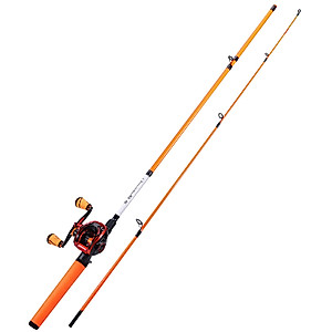 Sougayilang Fishing Rod and Reel Combo, Medium Fishing Pole with Casting Reel, Baitcaster Combo, SuperPolymer Handle-Orange-6ft with right handle reel