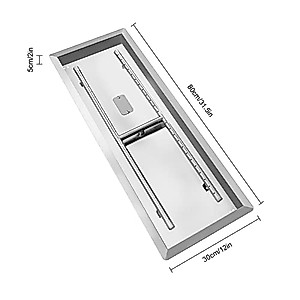 Square Drop-in Fire Pit Pan 31.5 * 12inch Outdoor Gas Fire Pit with Natural Gas Kit and Control Panel Stainless Steel Propane Fire Pit for Indoor Outdoor Picnics