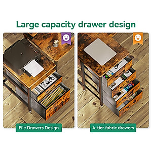 AODK L Shaped Desk with 6 Drawers & Power Outlet, 72 Inch Computer Desk with File Drawer & Printer Storage Shelves, Reversible Desk with Monitor Shelf for Home Office, Rustic Brown