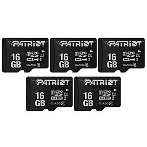 Patriot LX Series Micro SD Flash Memory Card 16GB - 5 Pack