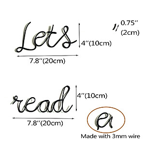 Read Sign Metal Nursery Wall Decor Lets read Sign Reading Nook Decor Art for Kids Playroom Signs Book Themed Decor Bookshelves Little Library Sign Decor Birthday Gift Ideas(Black)