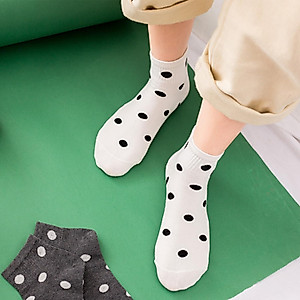 Benefeet Sox Cute Ankle Socks for Women Girls Novelty Polka Dot Patterned Socks Funny Colorful Designed Summer Short Socks Cool Cotton Low Cut Socks Casual Socks 5 Pair