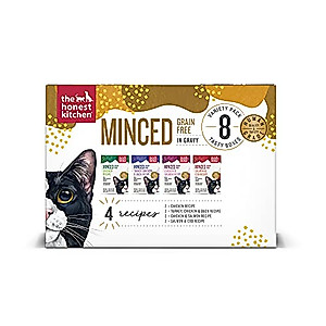 The Honest Kitchen Minced - Grain Free Wet Cat Food with Bone Broth Gravy Variety Pack, 5.5 oz (Pack of 8)