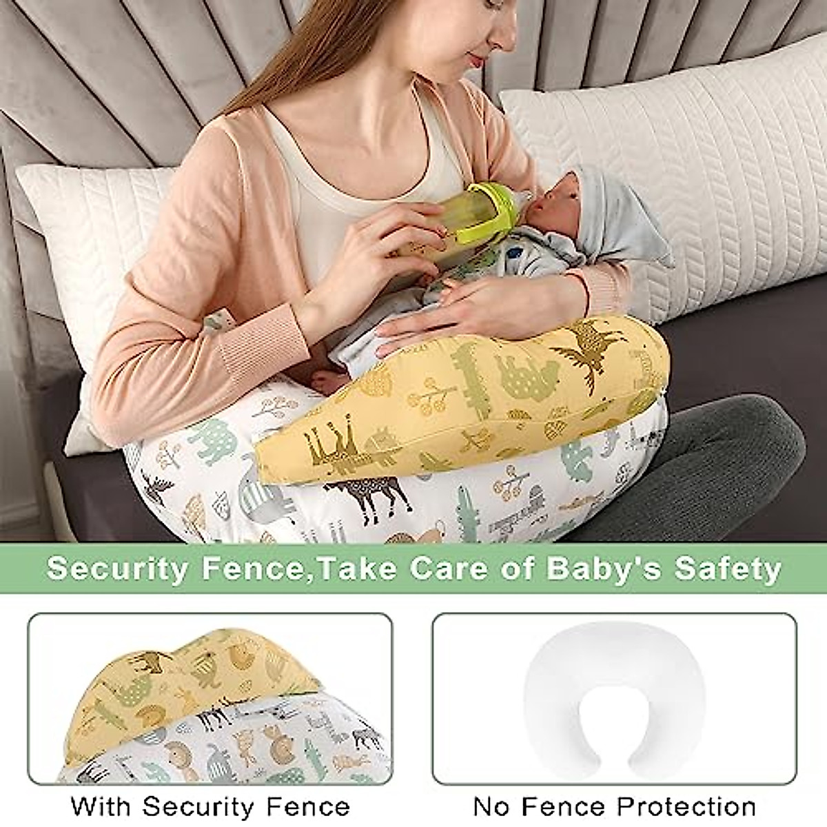 BATTOP Nursing Pillow for Breastfeeding,Bottle Feeding,Plus Size Breastfeeding Pillows with Adjustable Waist Strap Removable Cover,Extra Pillow on Top for More Support for Mom Baby