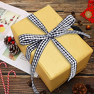 VGOODALL Black Gingham Ribbon, 3/8" x 50Yd Buffalo Checkered Ribbons Black and White Plaid Thin Crafts Ribbon for Decorations Gift Wrapping Picnic Hair Accessories