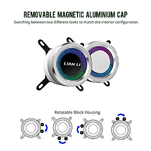 LIAN LI GALAHAD AIO Cooler 240mm Radiator Liquid CPU Cooler RGB All-In-One Water Cooling System, Triple Chamber Pump, LGA1700 Bracket, AMD AM5/AM4 Intel LGA1200/115X/2011/2066 Compatible (240mm White)