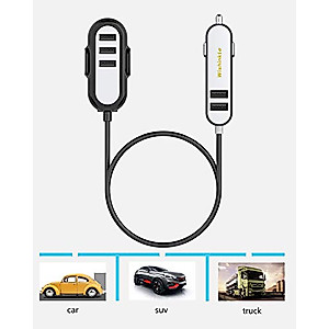 Wishinkle 5 USB Car Charger, 54W Multi Ports Car Charger Adapter, 5ft USB Splitter Vehicle Charger for Samsung Galaxy Note9/S9/S9+ and More