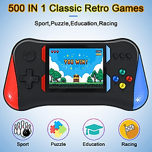 HAndPE Handheld Game Console, Retro Super Mini Game Player 500 Classical FC Games 3.5-Inch Color Screen Support for Connecting TV & Two Players 1020mAh Rechargeable Battery Present for Kids and Adult