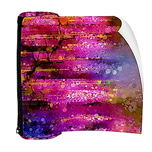 Watercolor Violet Red and Yellow Flowers Pencil Bag Pen Case Stationary Case Pencil Pouch Desk Organizer Makeup Cosmetic Bag for School Office