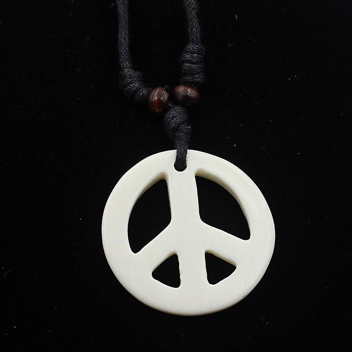 3 Pcs Handmade Adjustable Love Peace Sign Hippie Pendant Necklace Peace Symbol Necklace Vintage Rope Chain Resin Weave Jewelry