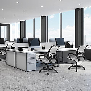 Yaheetech Office Desk Chair with Lumbar Support Armrest Executive Rolling Swivel Adjustable Mid Back Task Ergonomic Mesh Computer Chairfor Women Adults, Grey