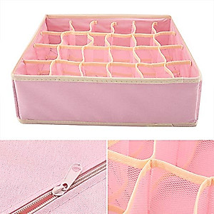 Bunny Kachu Sock Drawer Organizer, Durable Soft Nonwoven Fabric and Paper Board Container Grid Divider Design Storage Box for Household(Pink)