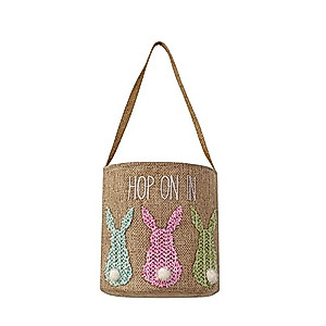 TUNKENCE Easter Decor Bow Storage Rabbit Bucket Portable Non-Woven Basket Decoration Easter Basket Home Textile Storage (A, One Size)