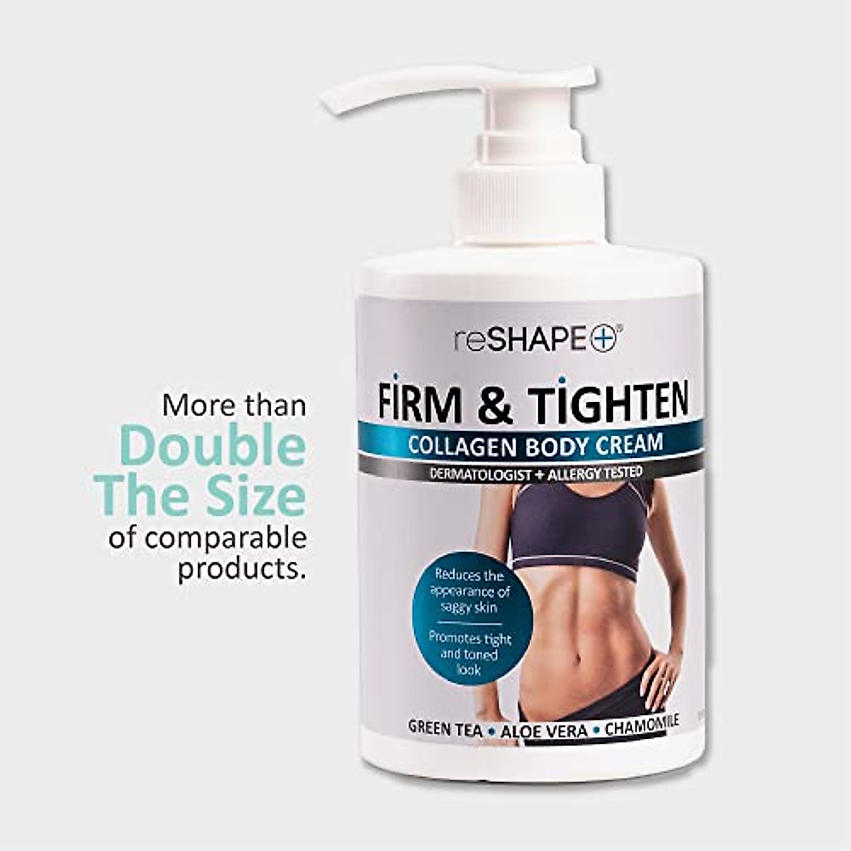 Reshape+ Collagen Body & Face Cream Moisturizing Skin Care Lotion, Skin Tightening Cellulite Body Lotion Improves Skin Elasticity, Plumps Sagging Skin W/Green Tea, Aloe Vera, & Chamomile, 15 Fl Oz