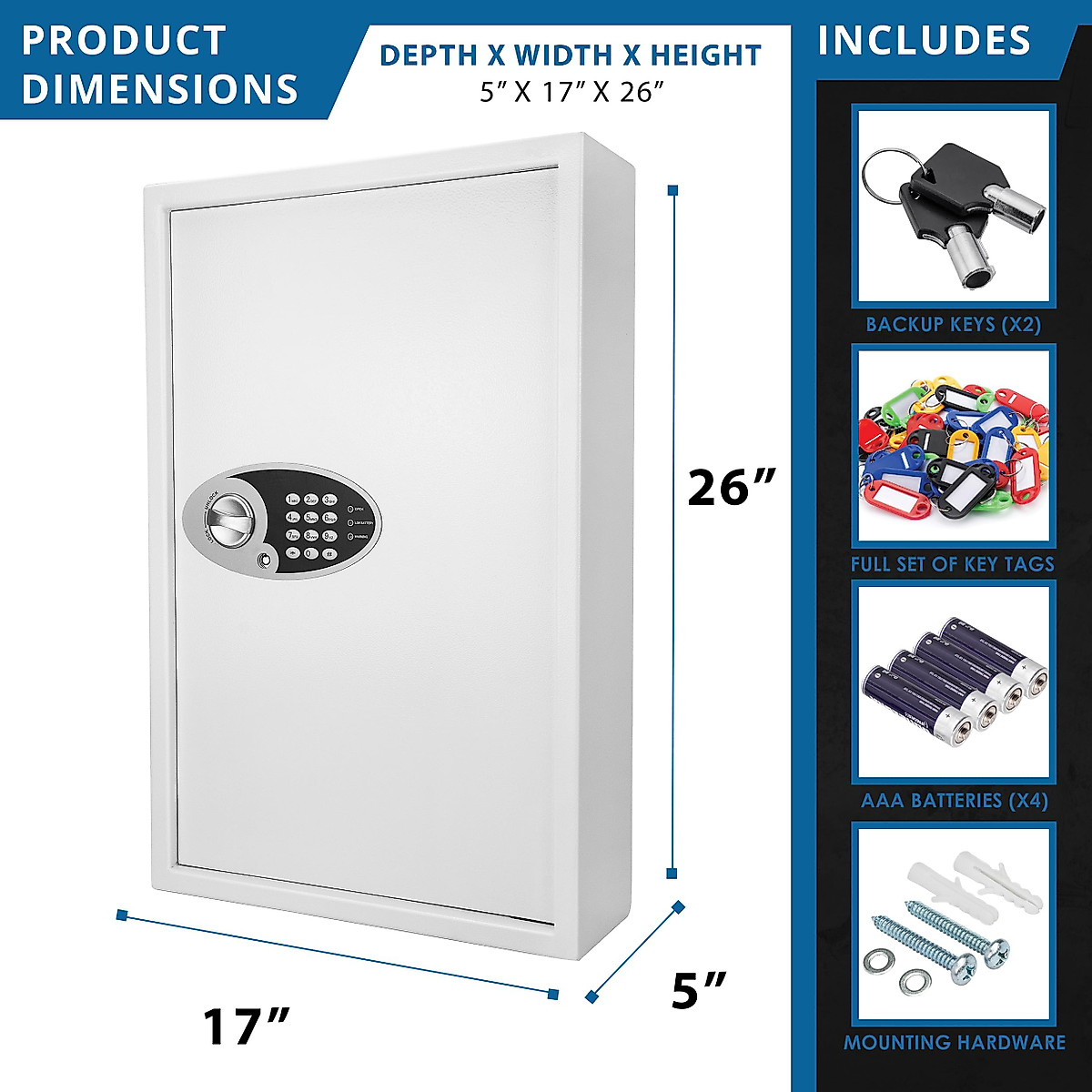 Barska Digital Electronic Keypad Lock Wall Mount Key Cabinet Safe Ideal for Home Hotels Schools & Businesses