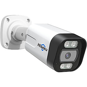 Hiseeu [Human Vehicle Detect] 5MP PoE Camera, IP Camera Outdoor, 2 Way Audio, Spotlight&Sound Alarm, IP67 Waterproof, Remote Access, No Monthly Fee, Work w PoE NVR