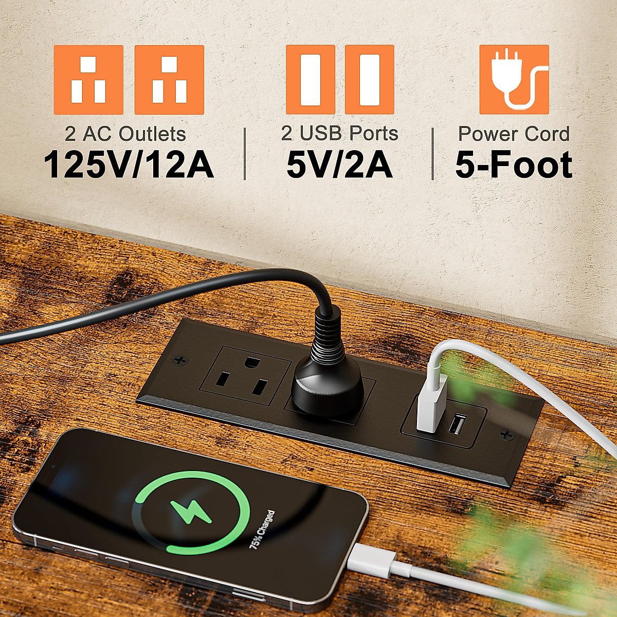 Lulive Dresser TV Stand, Wide Dressers & Chests of Drawers with Charging Station & 4 Drawers Storage for 50 inch TV, Media Console Sofa Table for Bedroom, Living Room (Rustic Brown)