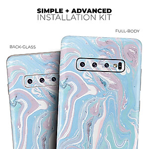 DesignSkinz Marbleized Pink and Blue Soft v3 Protective Vinyl Decal Wrap Skin Cover Compatible with The Samsung Galaxy S20 (Screen Trim & Back Glass Skin)