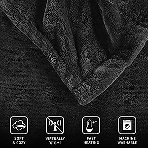 Beautyrest Heated Electric Blanket for Cold Weather, Fast Heating Heated Blanket, Auto Shut Off, Virtually Zero EMF, Multi Heat Setting, UL Certified, Black Full (84 inx80 in)