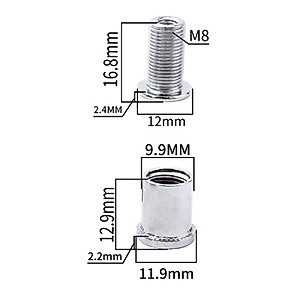 Yundxi 5 Sets Steel Bicycle Crank M8 Bolts Nuts Bike Disc Plate Female/Male Nail Screws Chainring Bolt Crankset Bolts Nuts Set (A for Tripple chainrings)