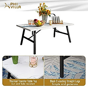 PHI VILLA 6 Piece Patio Conversation Sets, Deluxe Outdoor Patio Set for 5-7 Person with 3 Seater Padded Deep Seating Bench, 2 Padded Swivel Armrest Sofa Chairs, 2 Ottoman and & 1 Coffee Table