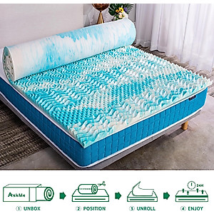 BreezeRest Best College Mattress Topper 2 Inch 7-Zone Twin XL Memory Foam,Dormify Cooling Gel Foam Mattress Topper for Pressure Relief,with Cooling Breathable Cover CertiPUR-US Certified TwinXL Size