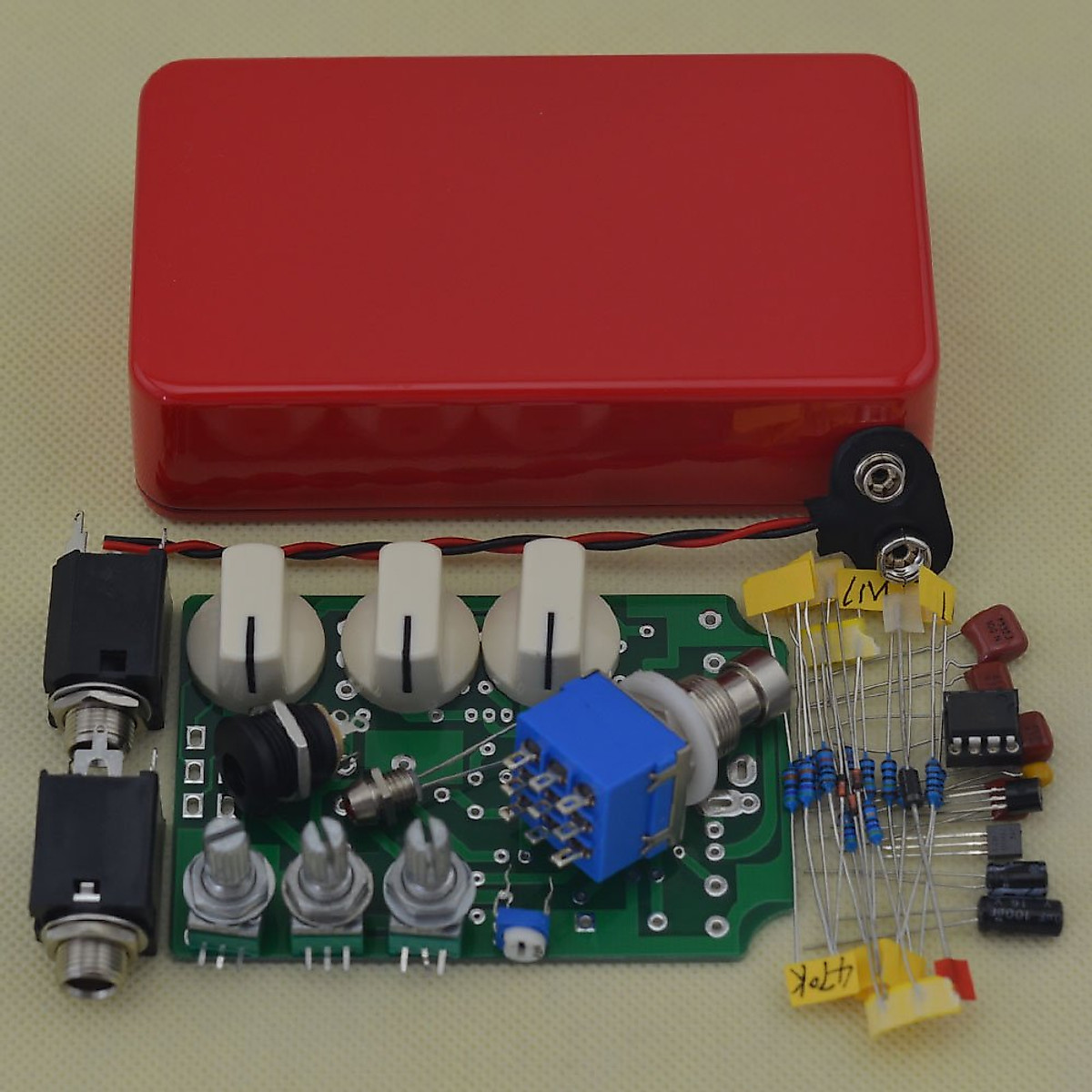 DIY Guitar Overdrive Pedal Kits Effect Pedals Electric Effects Kit OD-1 with Red 1590B Case
