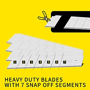 25MM Heavy Duty Utility Knife, Box Cutter SK-5 Retract Blades, Snap-Off Cutters with Rubber Grip for Cardboard, Boxes, DIY Crafts (40-Pack Replacement Blades)
