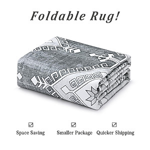 RUGSREAL Area Rug Living Room Rugs 8x10 Large Machine Washable Boho Carpets Moroccan Diamond Washable Rug Non Slip Non Shedding Low Pile Rug for Laundry Bedroom Living Room, Grey