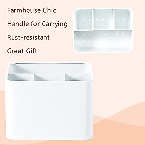 FULL TREND 2 PCS Utensil Caddy, Flatware Holder with 4 Compartments Silverware Organizer Farmhouse Kitchen Decor Perfect for Home, Kitchen, Countertop, Party, Camping, Outdoor and Restaurant